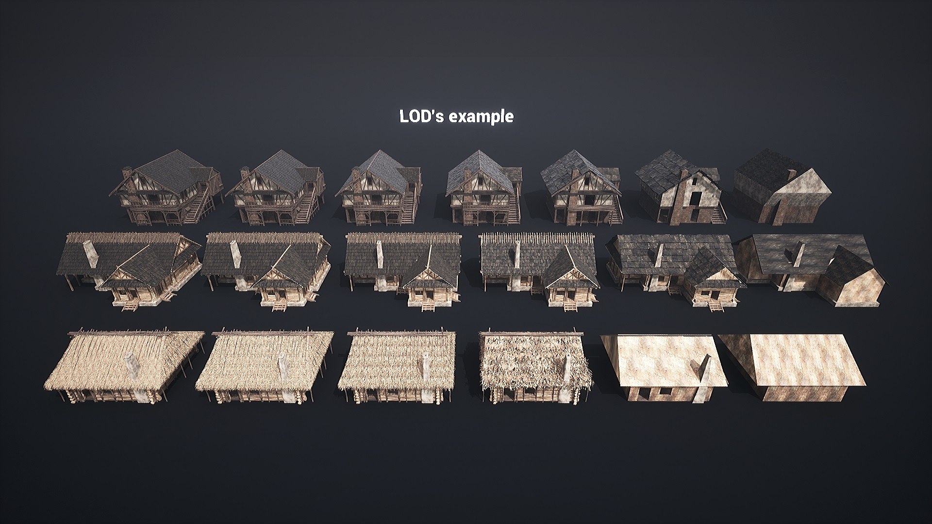 3D ENTERABLE MEDIEVAL HOUSE COTTAGE CABIN HUT VILLAGE COLLECTION ...