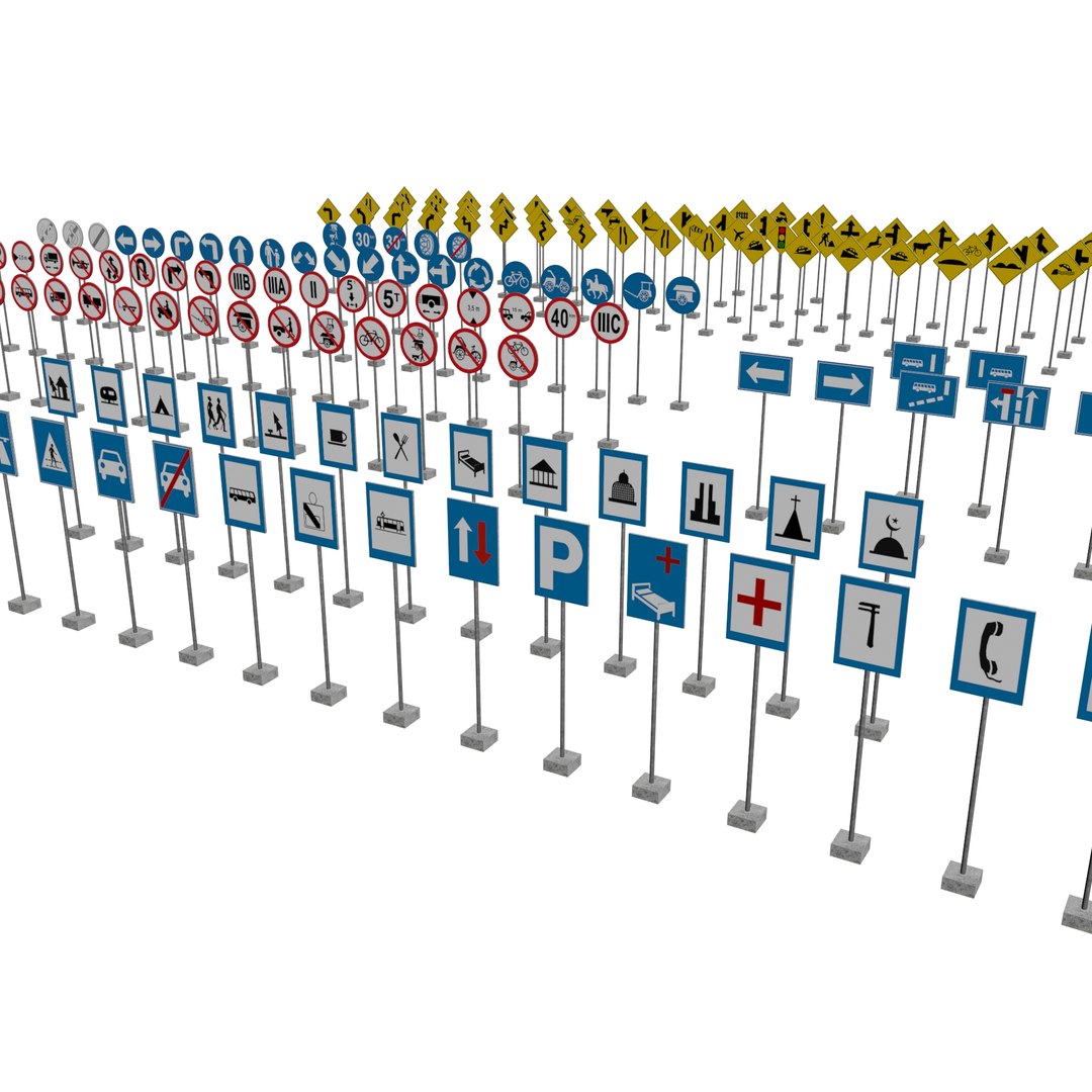 3D complete pack traffic signs - TurboSquid 1709849