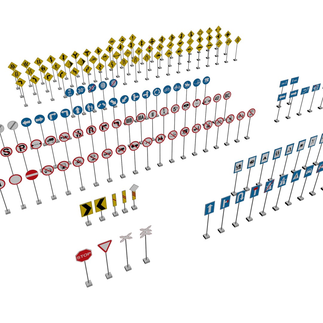 3D complete pack traffic signs - TurboSquid 1709849