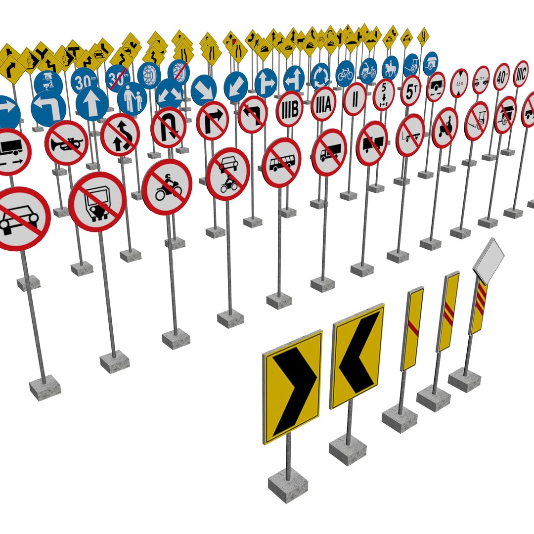 3D complete pack traffic signs - TurboSquid 1709849