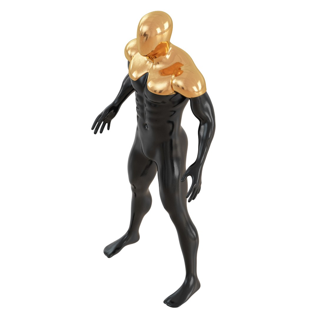 3D Model Faceless Mannequin Gold 134 - TurboSquid 1694746