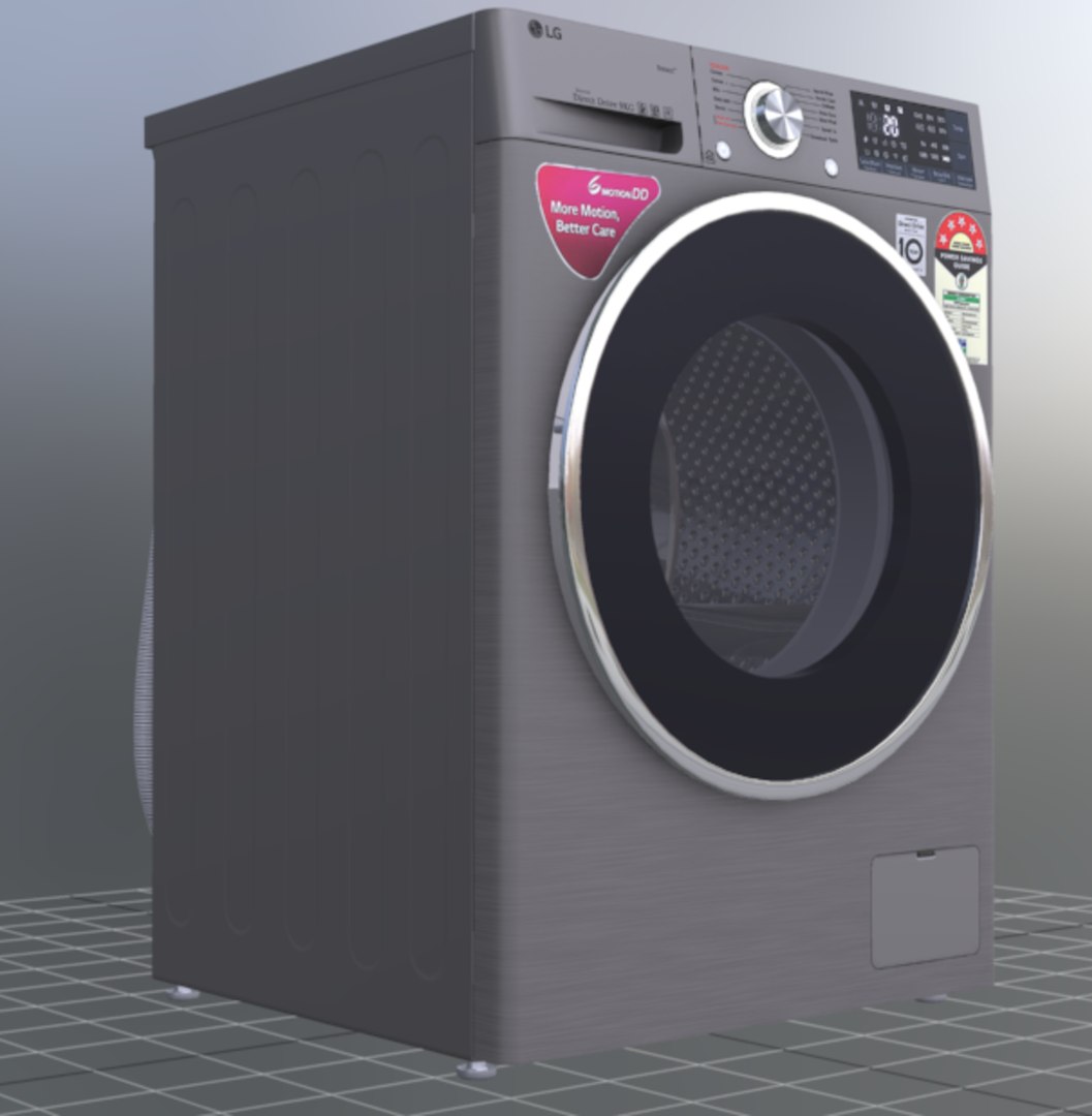 3D LG 9 Kg Fully-Automatic Front Loading Washing Machine 5 Star model ...