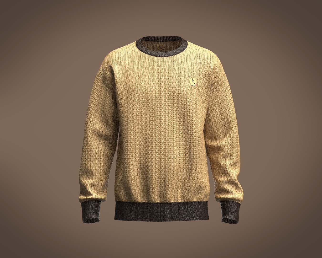 Mens Gold Shiny Mesh Knit Crochet Texture Sweatshirt 3D Model ...