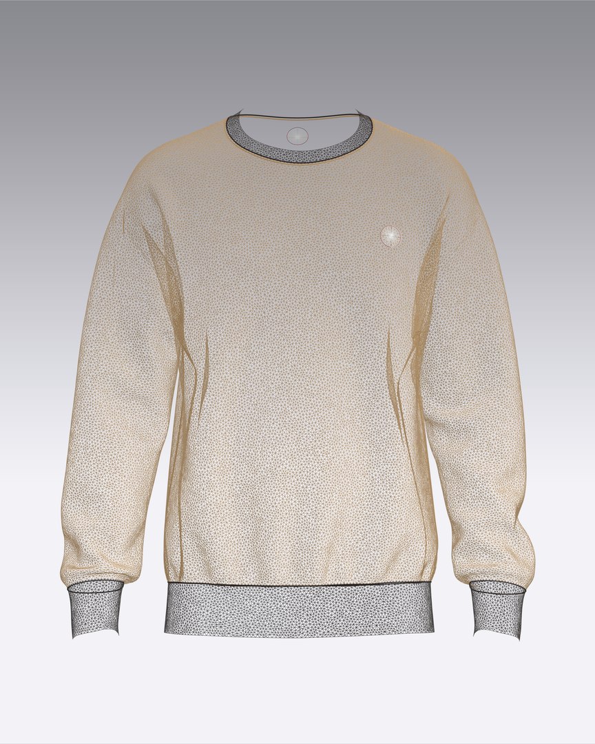 Mens Gold Shiny Mesh Knit Crochet Texture Sweatshirt 3D Model ...
