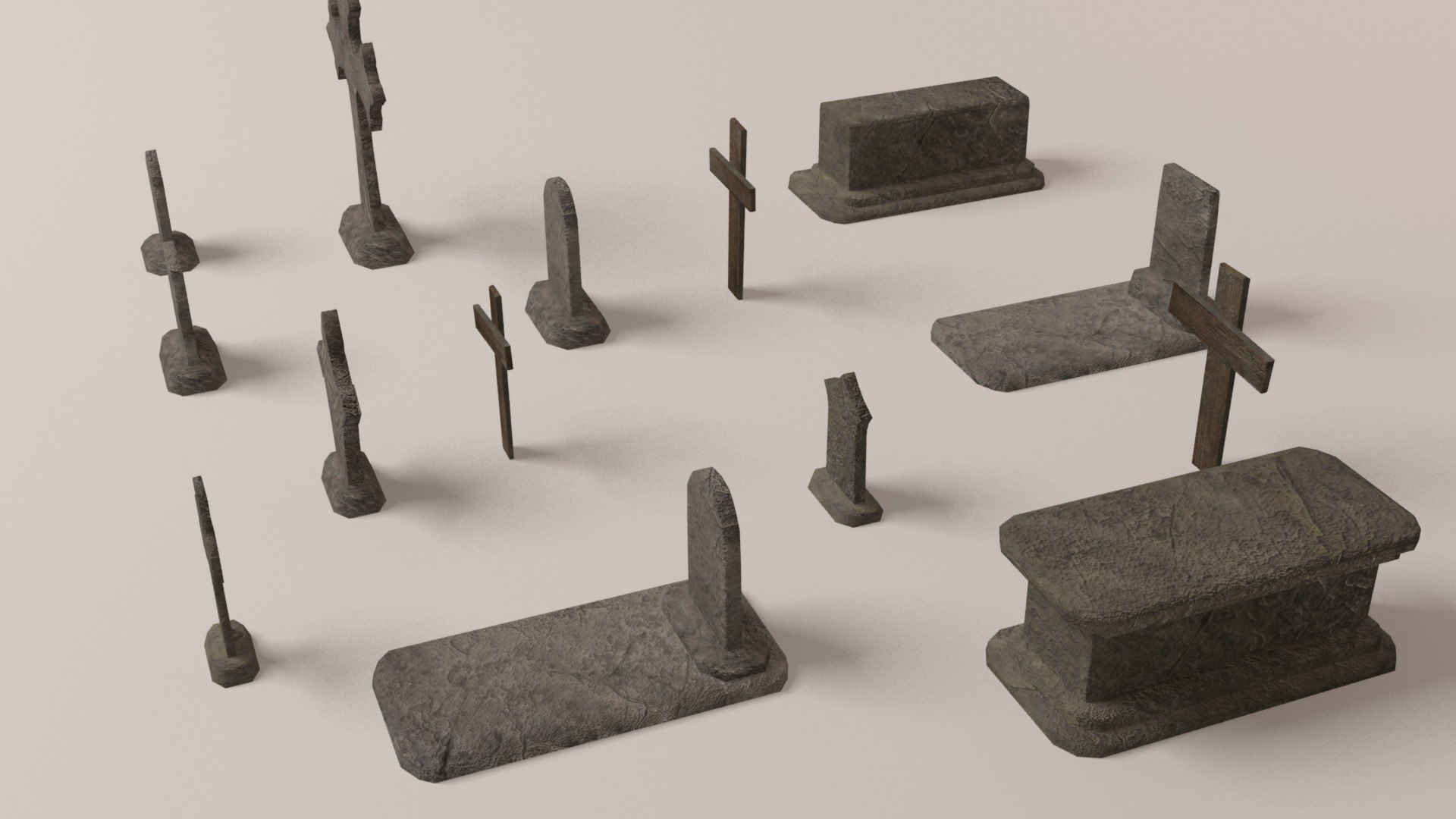 Cemetery Pack - Graveyard Tomb And Graves Collection 3D Model ...
