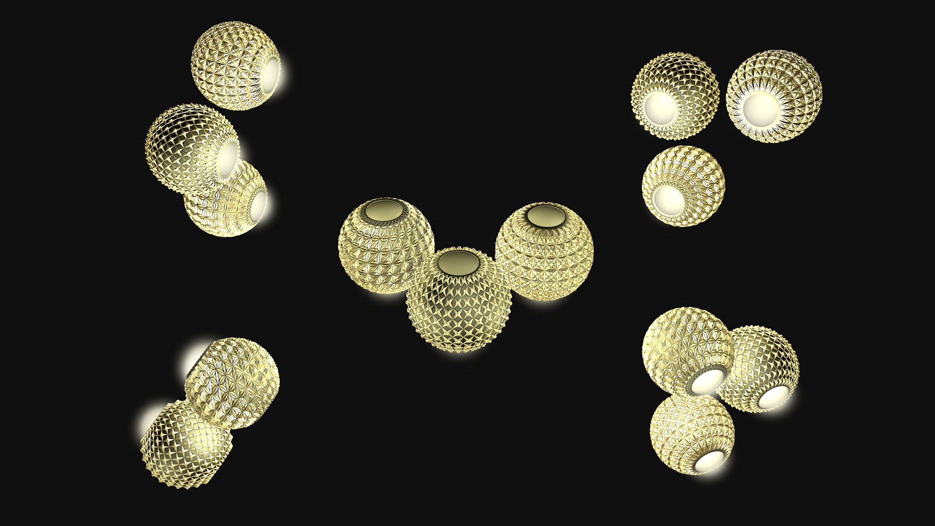 3D Model Golden Balls Lighting - TurboSquid 2324175