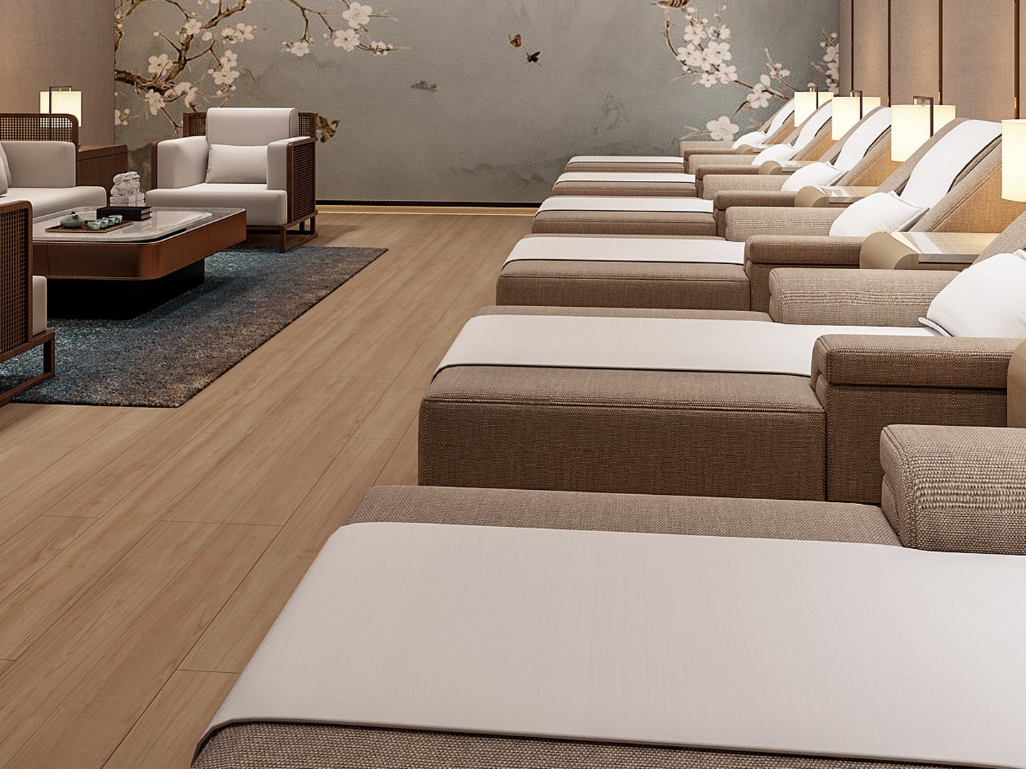 3D model New Chinese style foot bath shop private room model ...