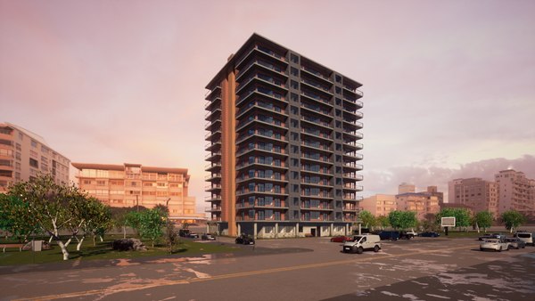 modelo 3d Apartamento moderno de media altura Revit y Twinmotion ...