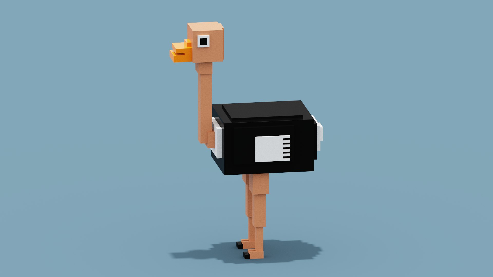 3D Voxel Ostrich - TurboSquid 1926069