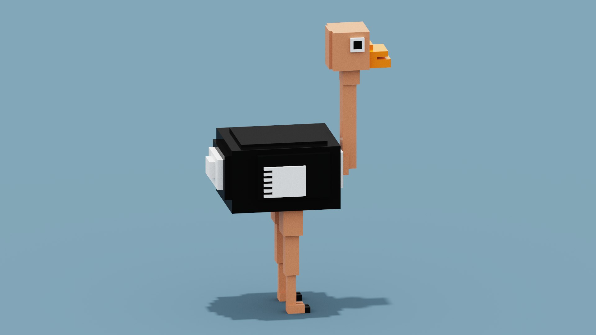 3D Voxel Ostrich - TurboSquid 1926069