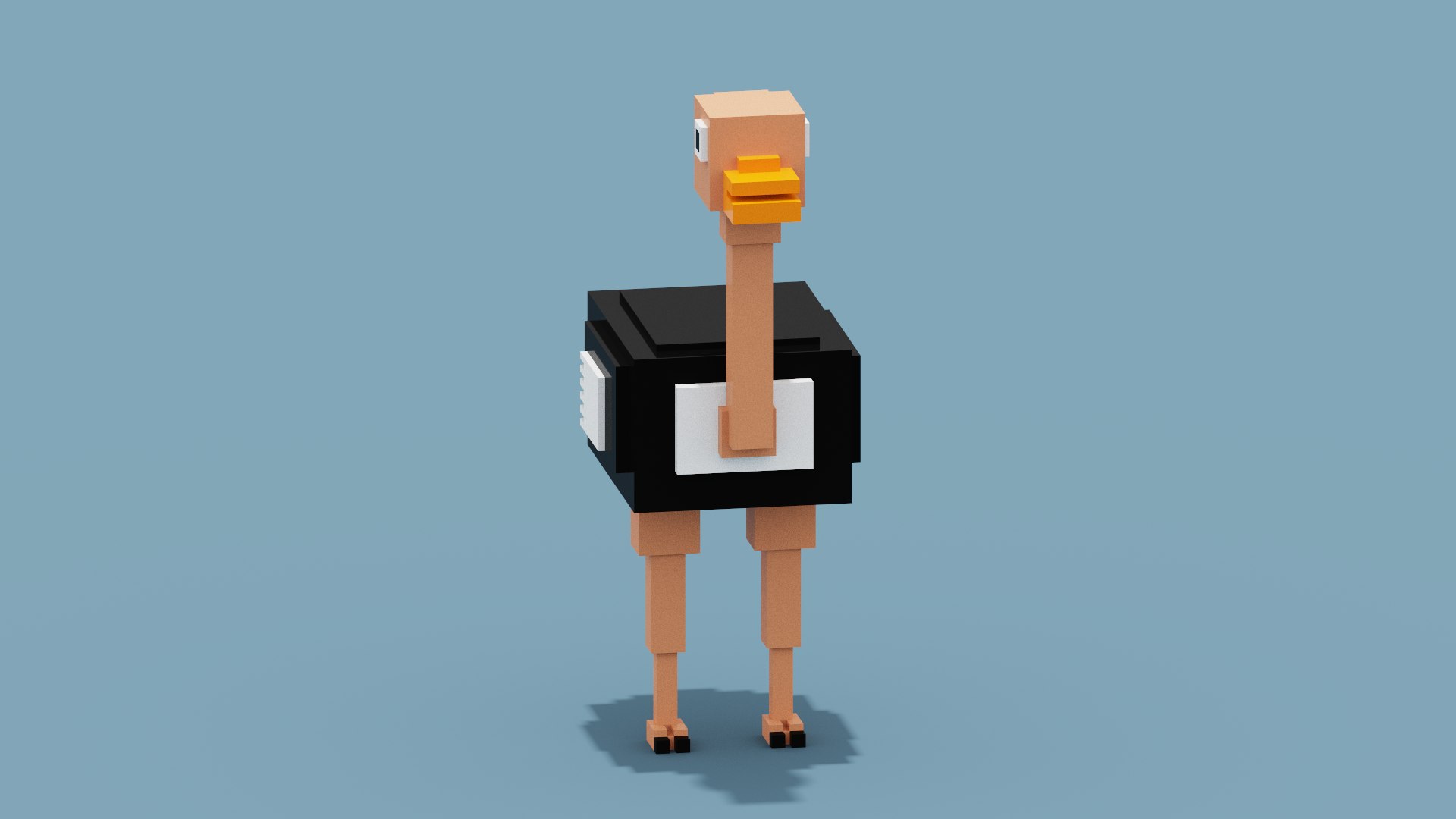 3D Voxel Ostrich - TurboSquid 1926069