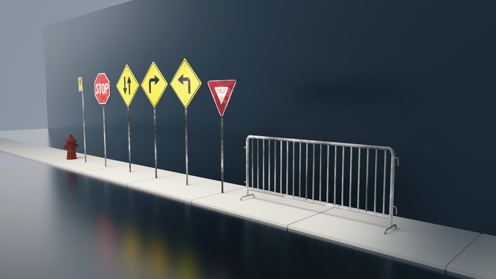 3D Road Signs Props - TurboSquid 1648340