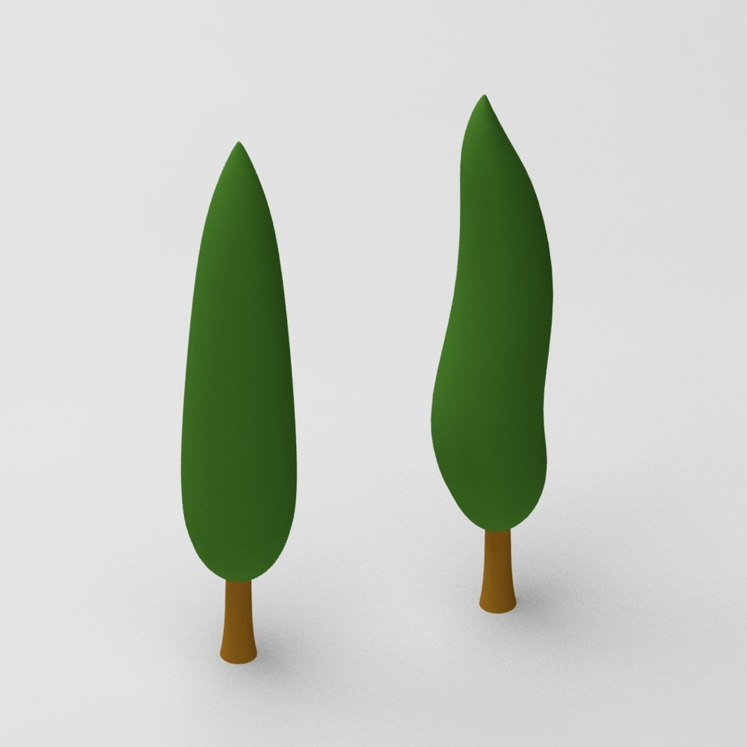cartoon cypressus tree 3d model