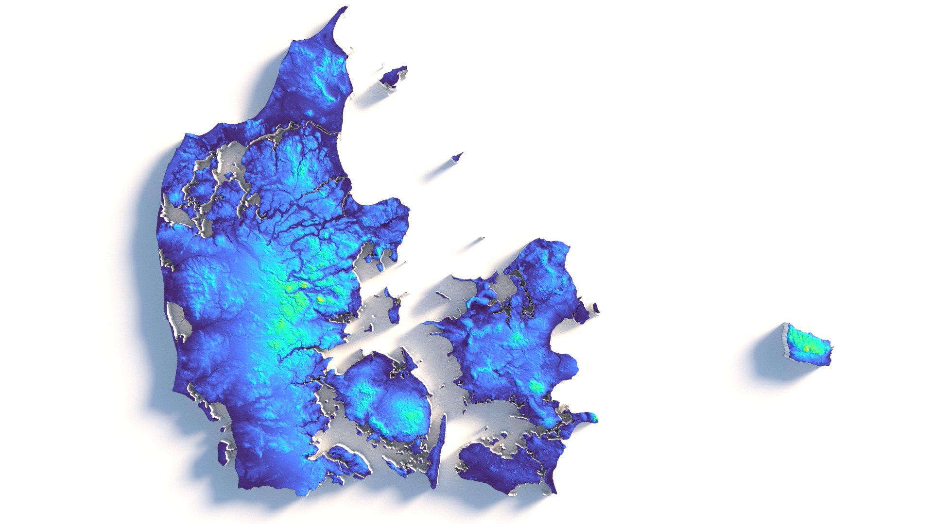 3D Denmark Terrain Map - TurboSquid 2336014