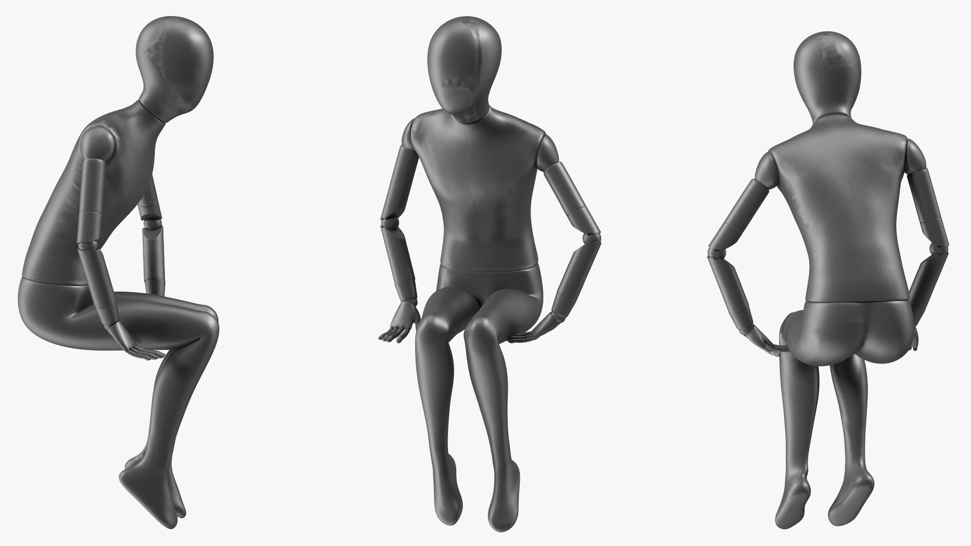 3D Flexible Child Mannequin Sitting Pose Black Model - TurboSquid 1852177