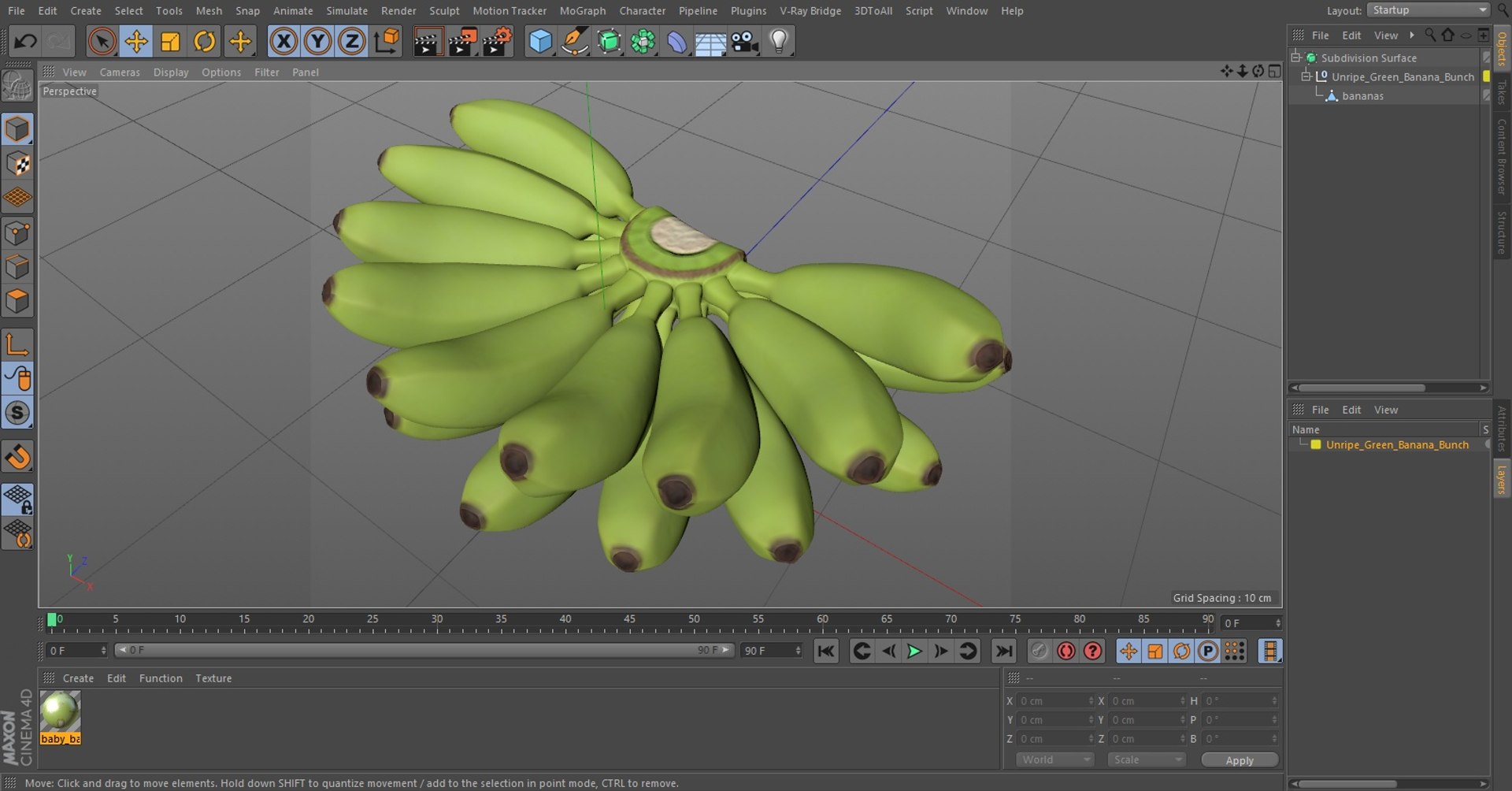 3D Unripe Green Banana Bunch - TurboSquid 1808628