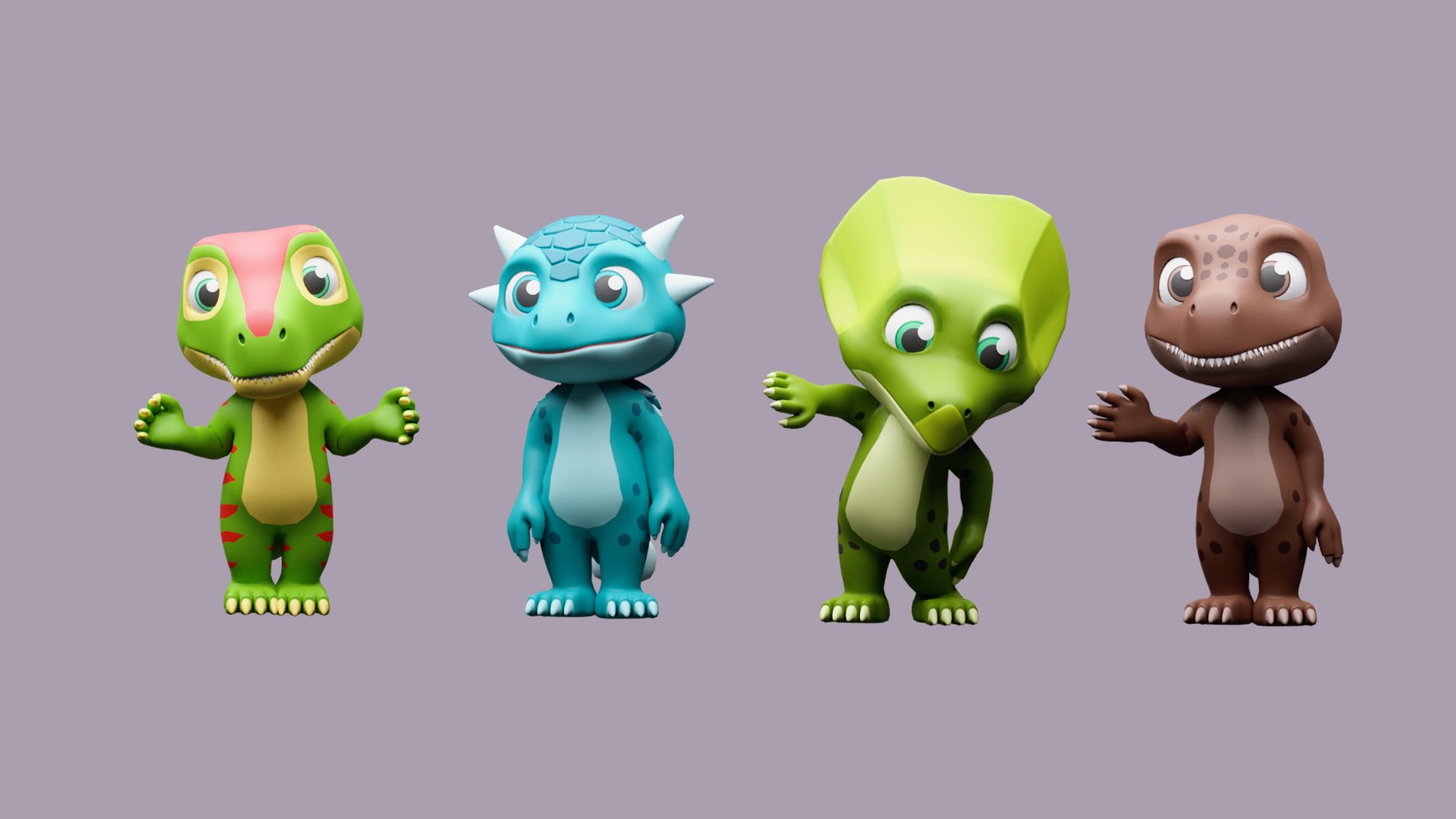 Cartoon Characters Dinosaurs 3D Model - TurboSquid 2508032