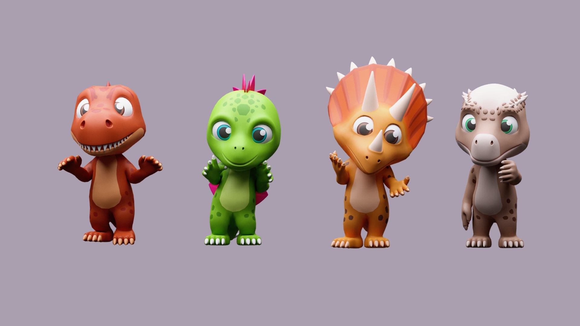 Cartoon Characters Dinosaurs 3D Model - TurboSquid 2508032