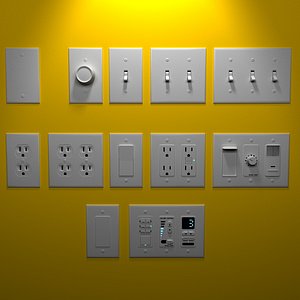 3ds max white plastic switches sockets