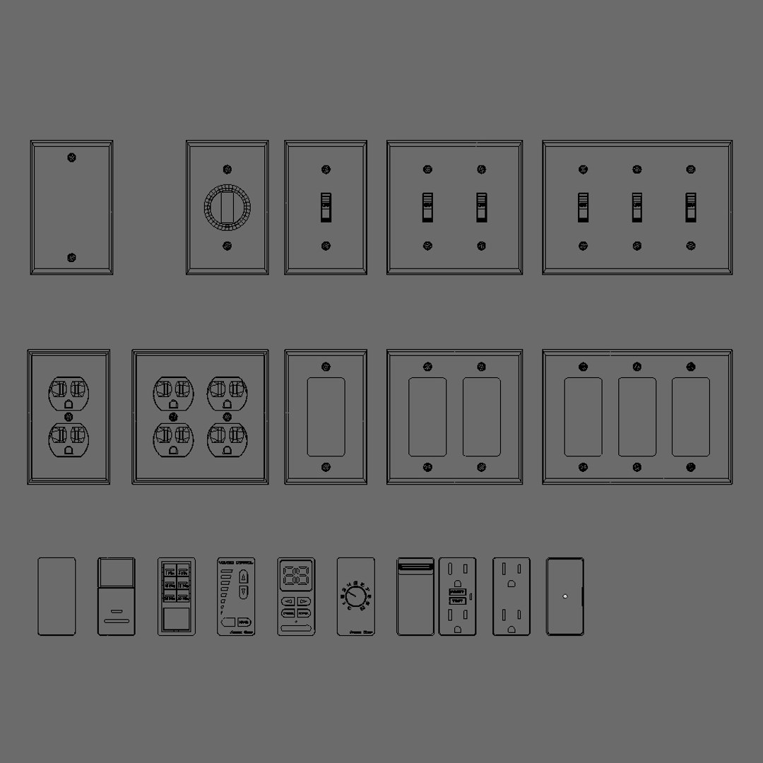 3d model wall decorations toggle switch