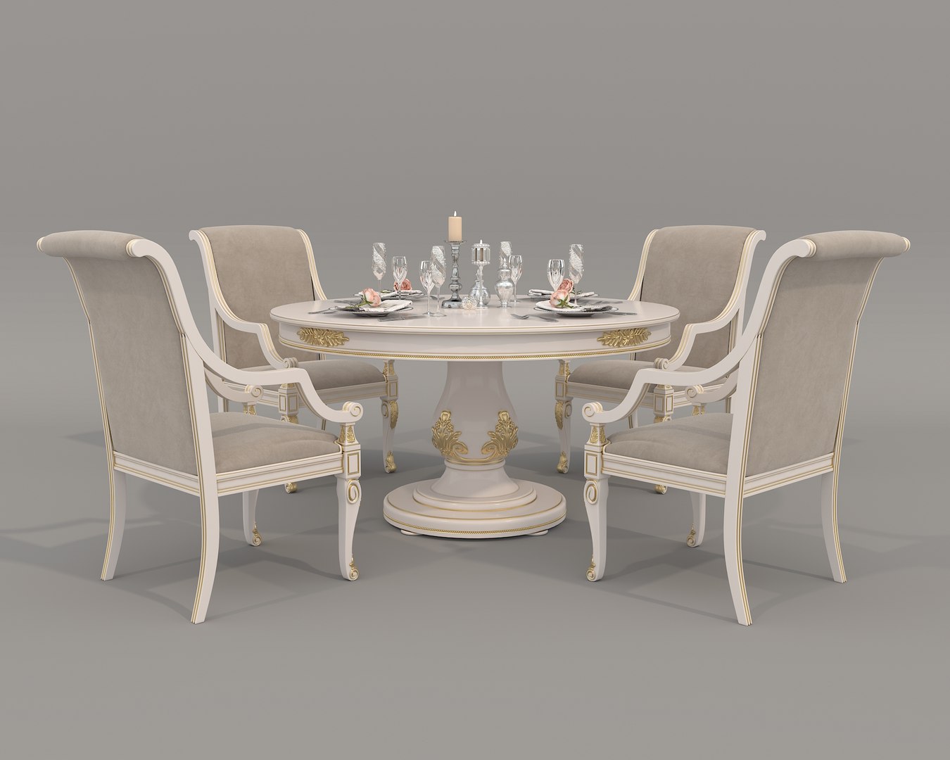 European Style Dining Table And Chairs 14 3D Model - TurboSquid 2310621
