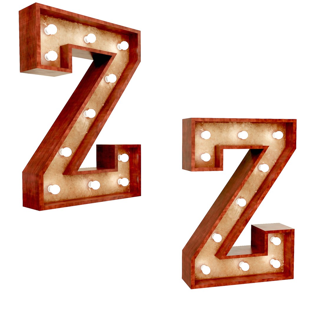 3D Marquee Z Wooden Glow Sign 3dmodel - TurboSquid 1976028