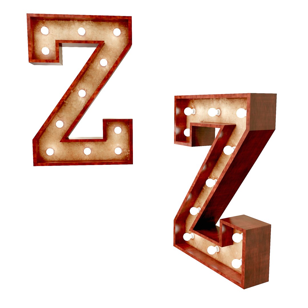 3D Marquee Z Wooden Glow Sign 3dmodel - TurboSquid 1976028