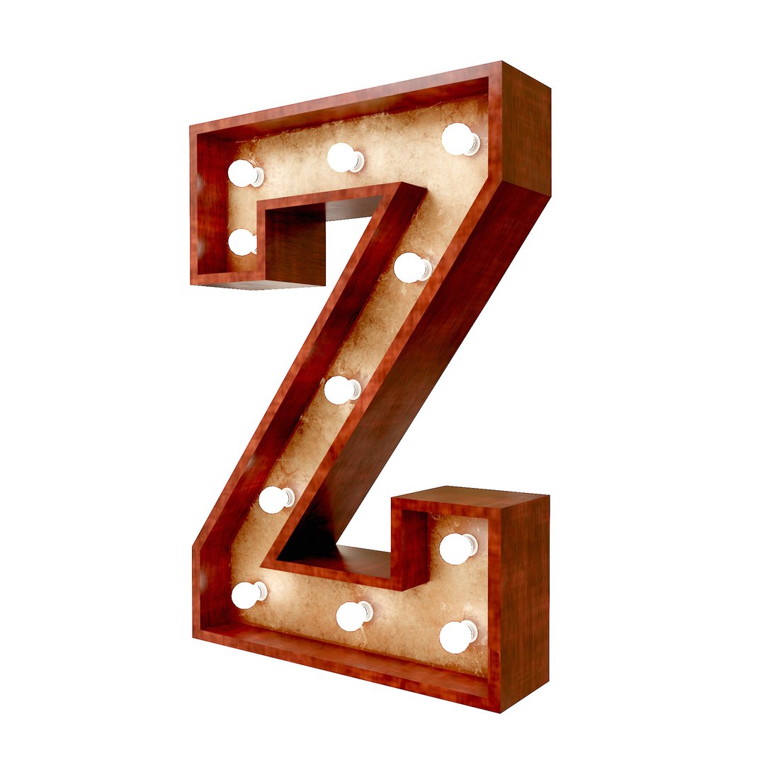 3D Marquee Z Wooden Glow Sign 3dmodel - TurboSquid 1976028