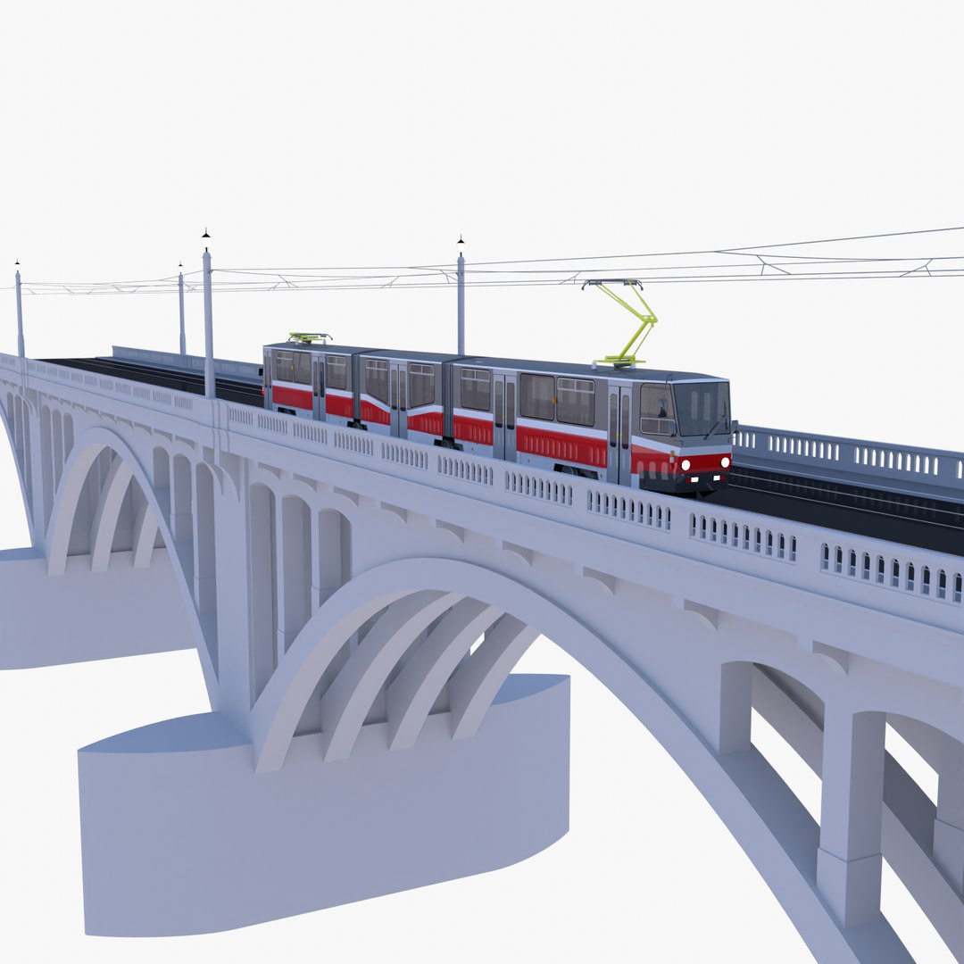 Bridge with KT8D5 tram model - TurboSquid 2170654