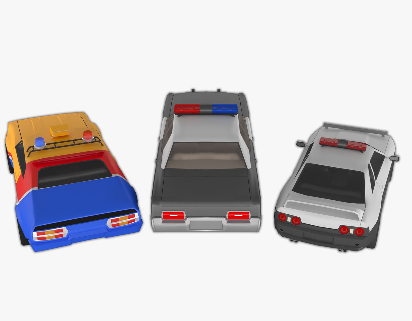 3 Retro Police Cars Model - TurboSquid 1561872
