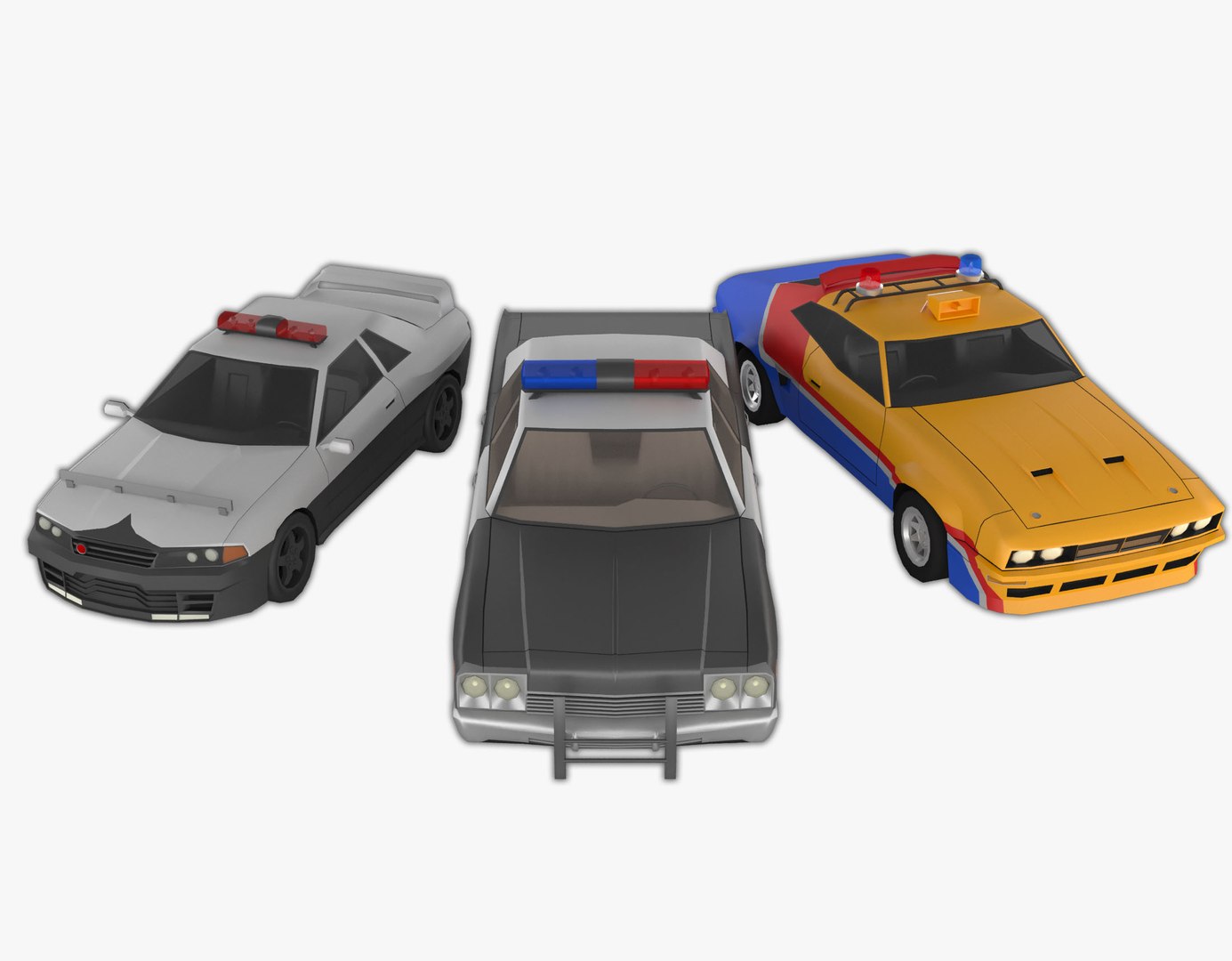 3 Retro Police Cars Model - TurboSquid 1561872