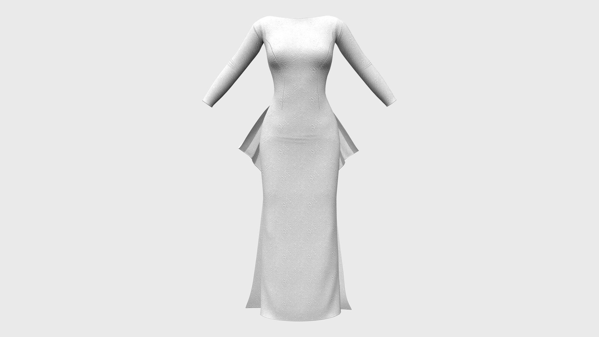 Long Gown Dress With Double Tails 3D Model - TurboSquid 1942368