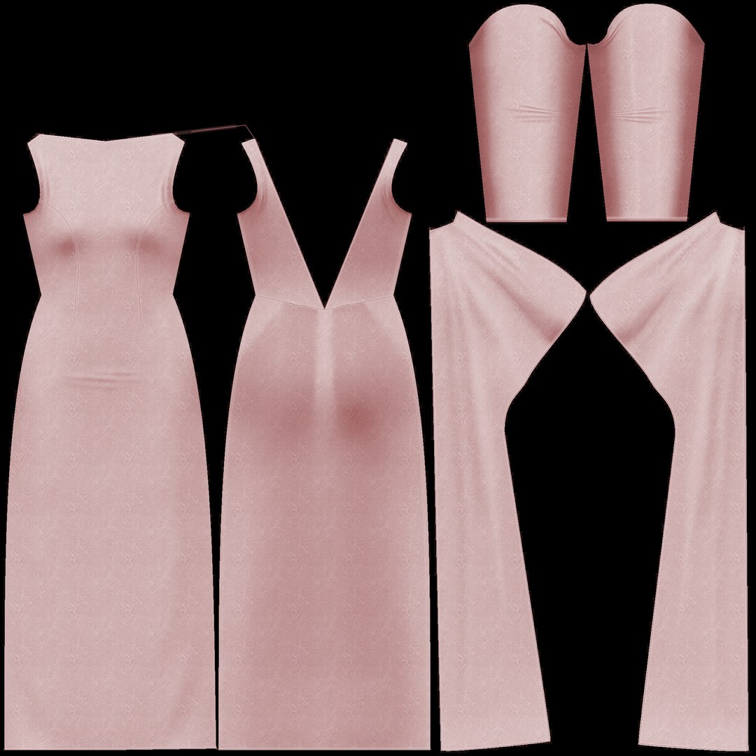 Long Gown Dress With Double Tails 3D Model - TurboSquid 1942368