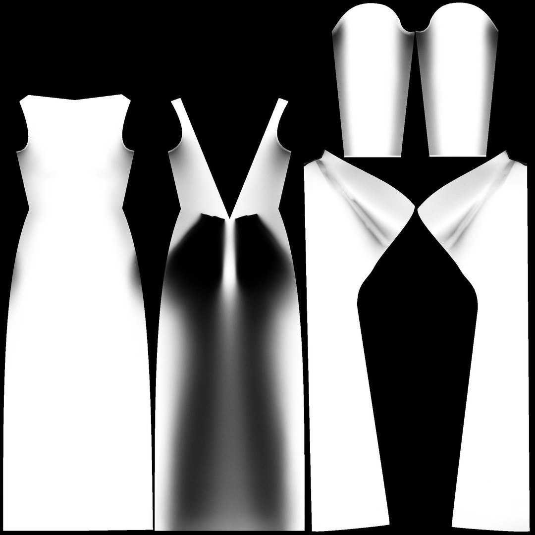 Long Gown Dress With Double Tails 3D Model - TurboSquid 1942368