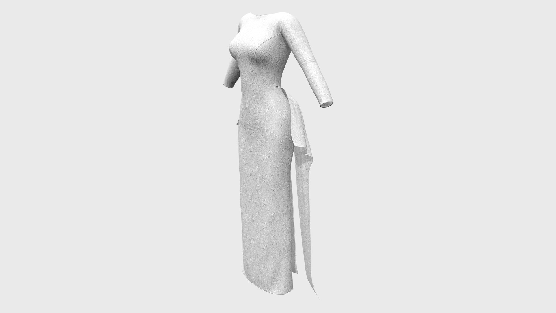 Long Gown Dress with Double Tails 3D model - TurboSquid 1942368