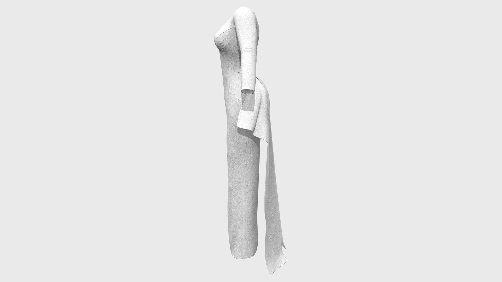 Long Gown Dress With Double Tails 3D Model - TurboSquid 1942368