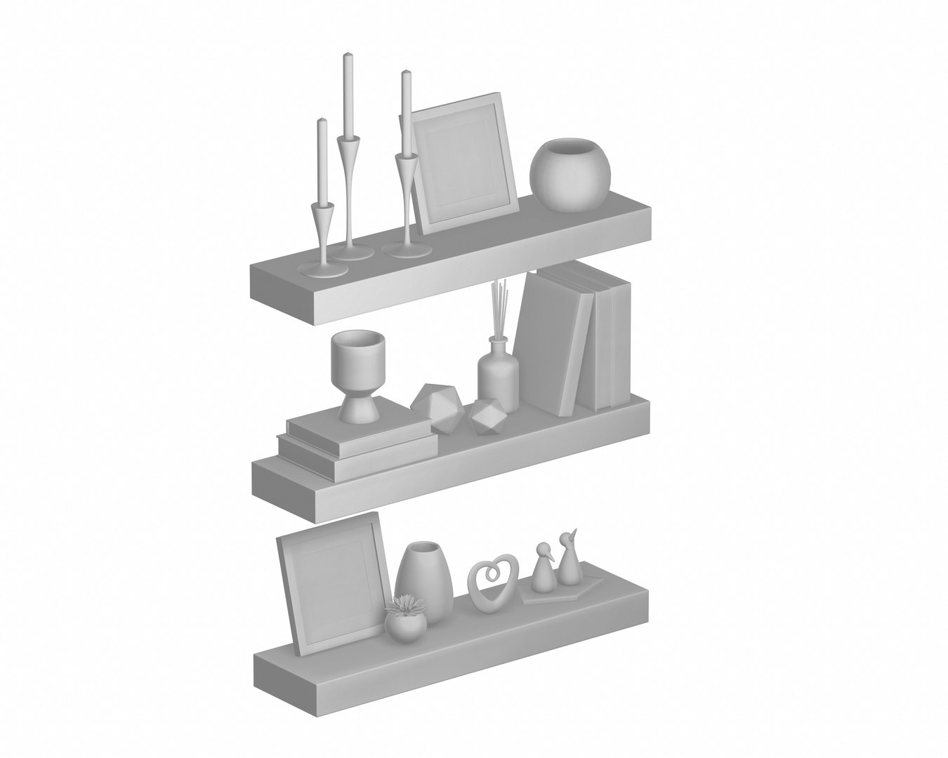 3D Model Wall Shelves With Decoration -COLLECTION - TurboSquid 2132045