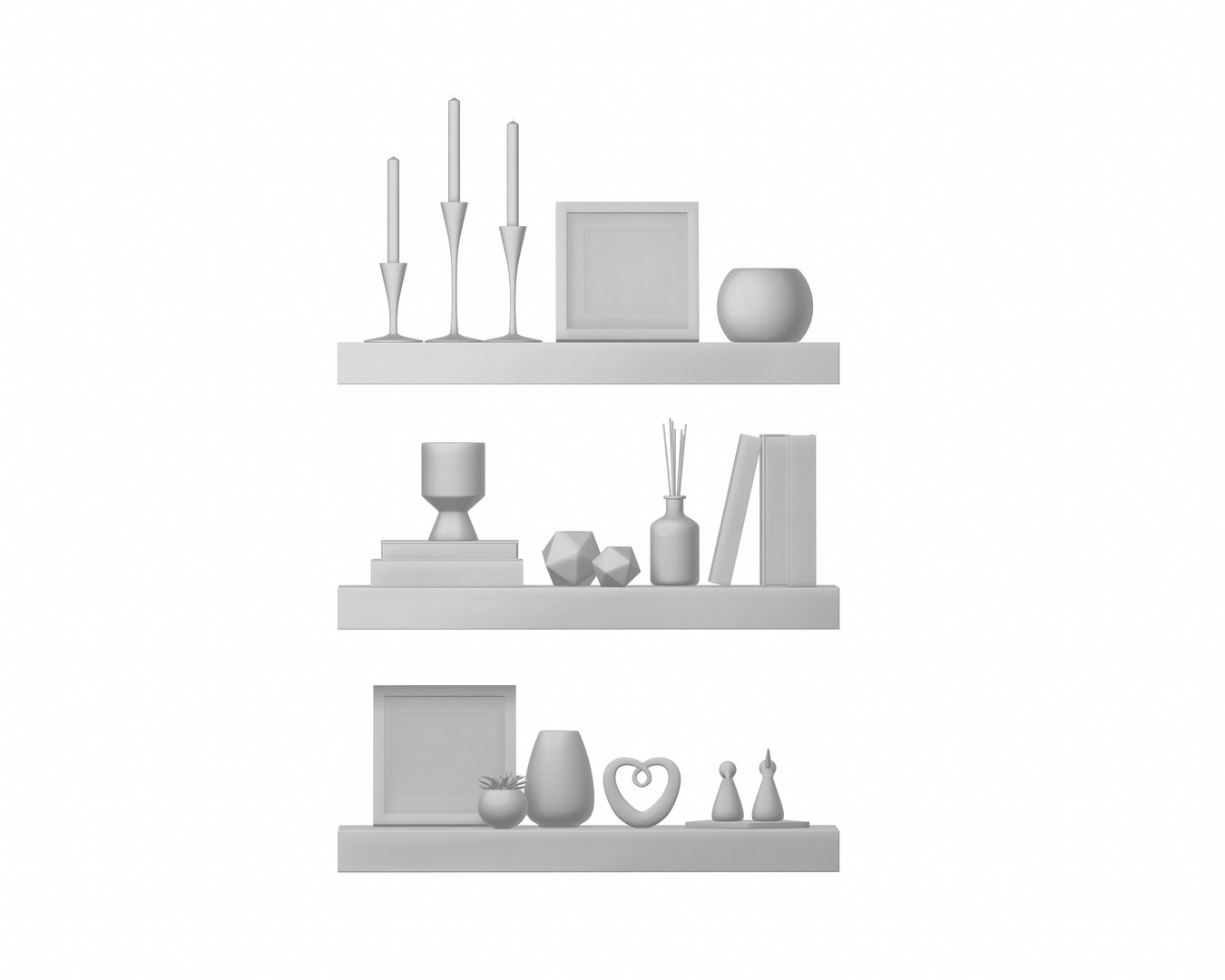 3D Model Wall Shelves With Decoration -COLLECTION - TurboSquid 2132045