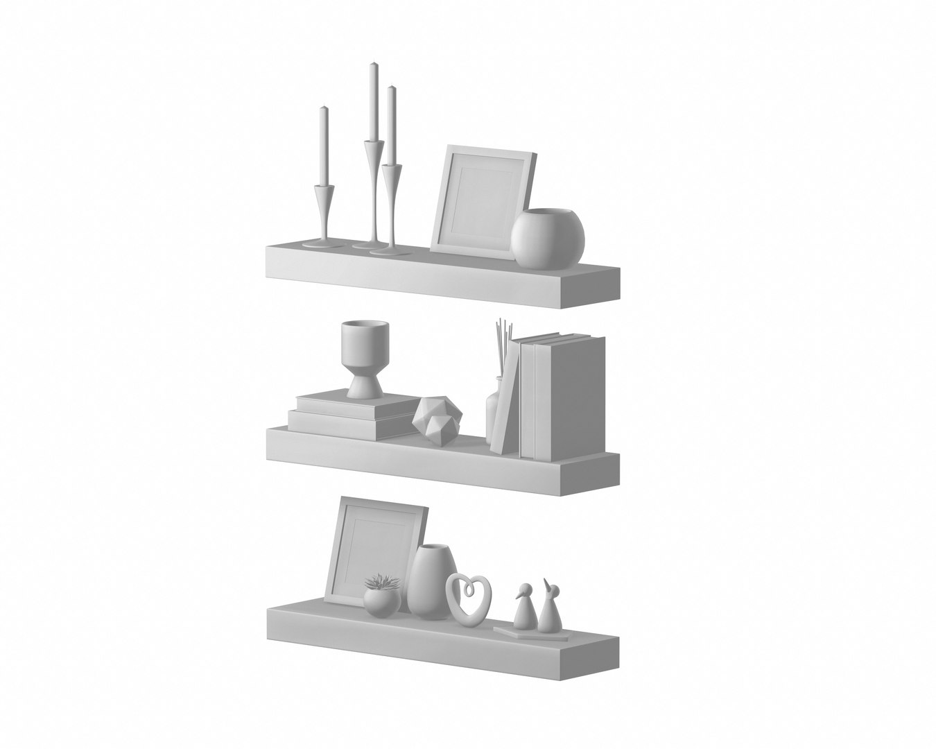 3D Model Wall Shelves With Decoration -COLLECTION - TurboSquid 2132045