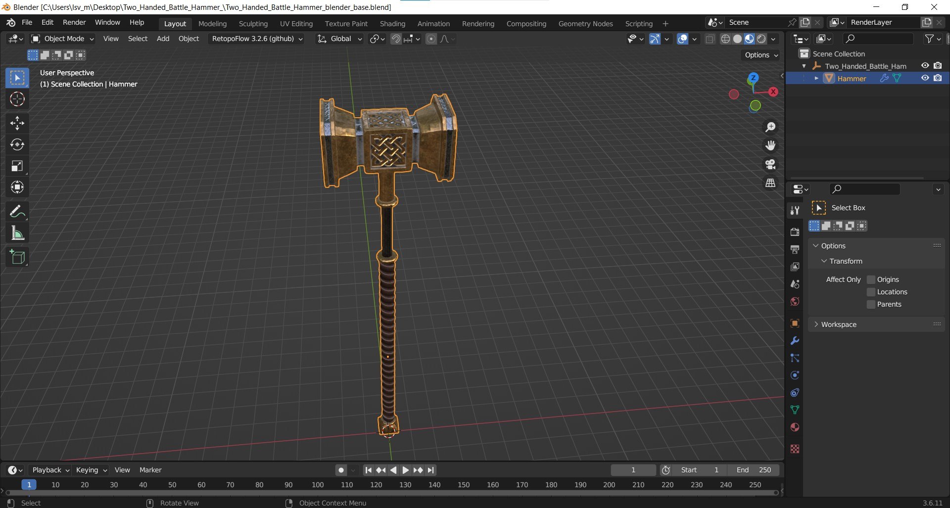 Two Handed Battle Hammer 3D Model - TurboSquid 2396476