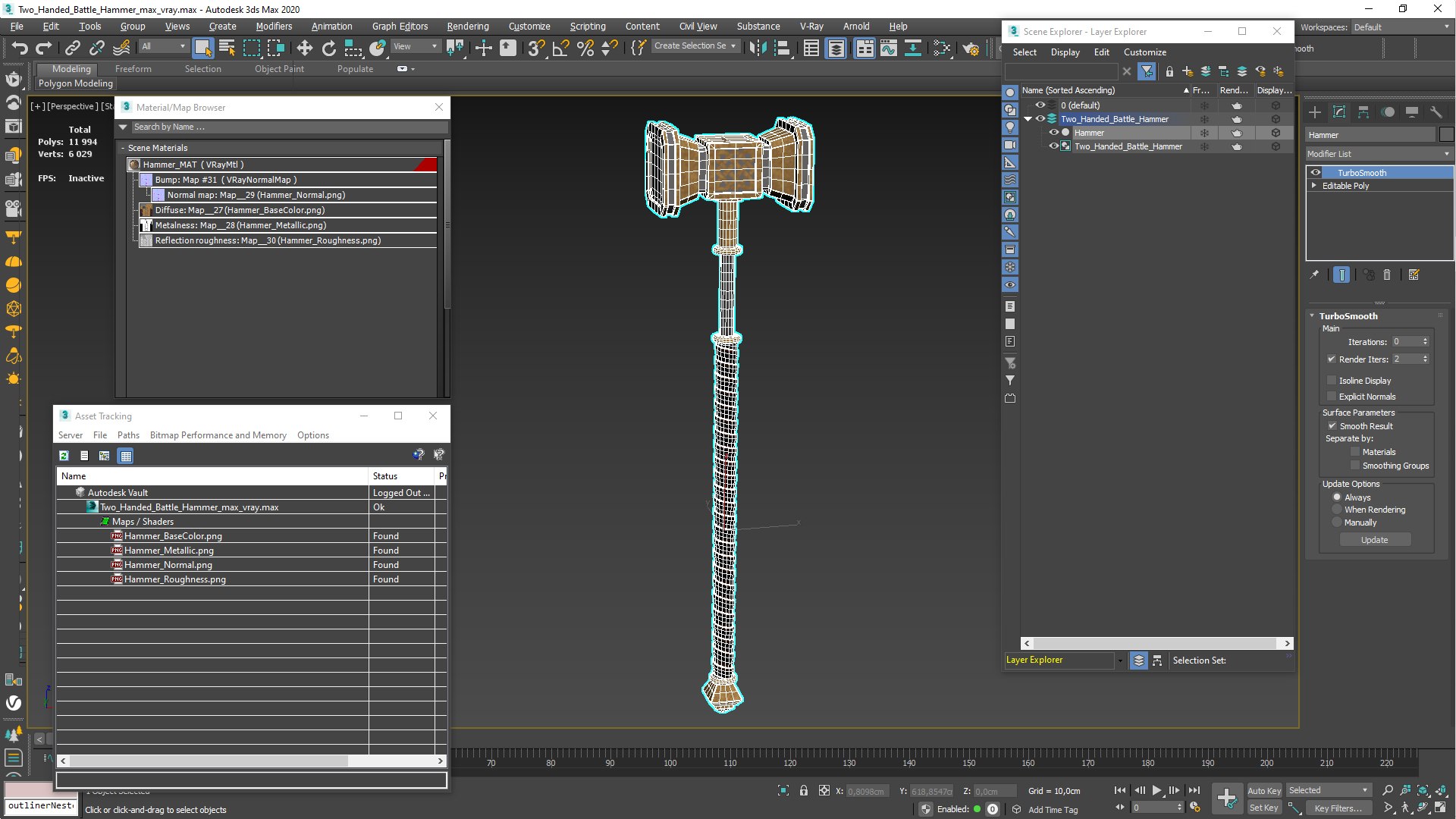 Two Handed Battle Hammer 3D Model - TurboSquid 2396476