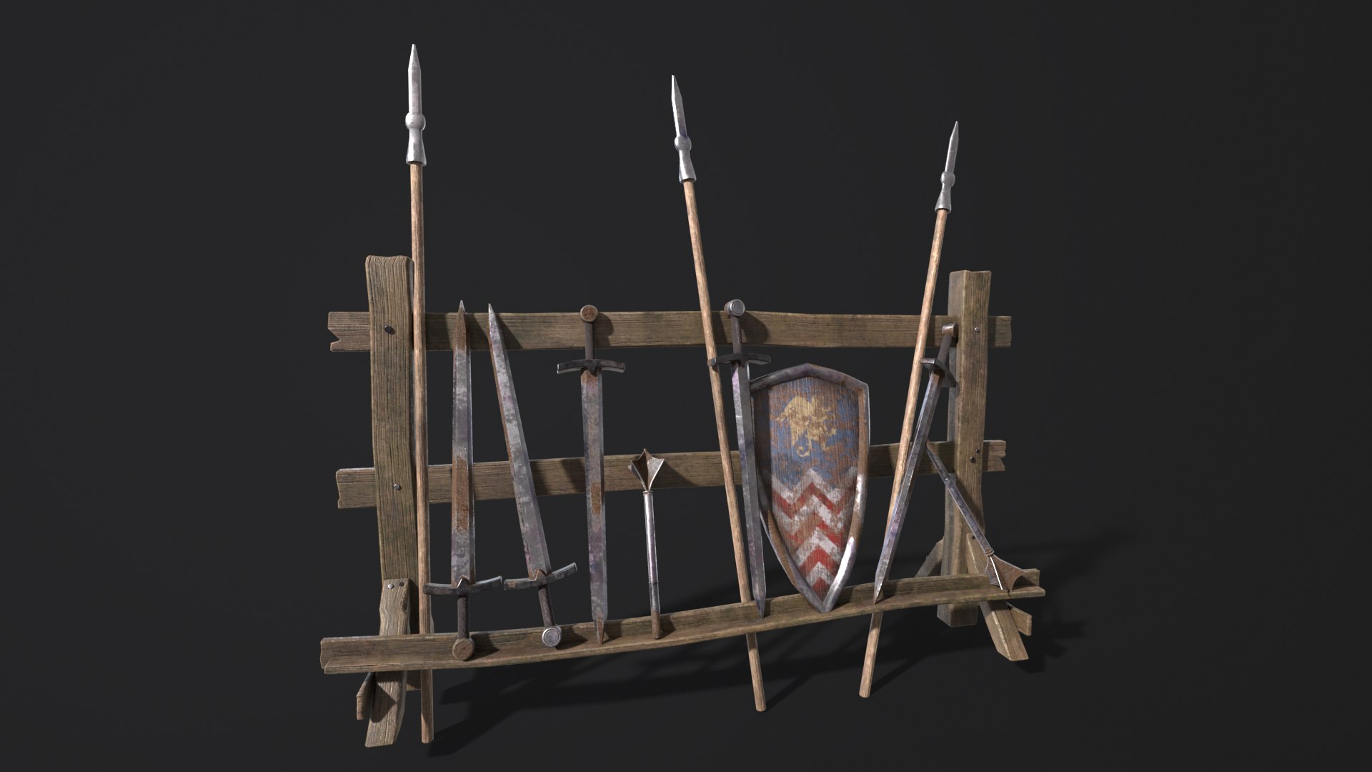 Weapon Rack Model - TurboSquid 2222757