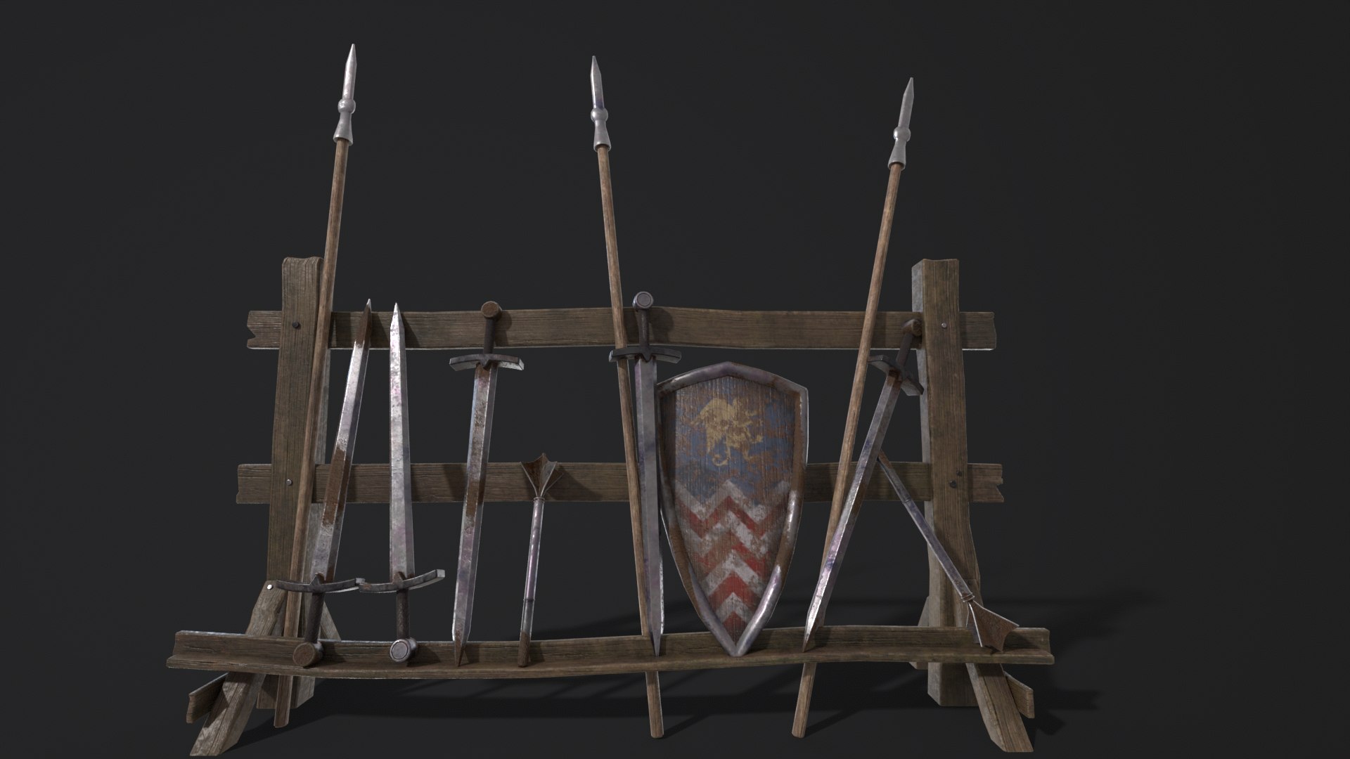 Weapon Rack Model - TurboSquid 2222757