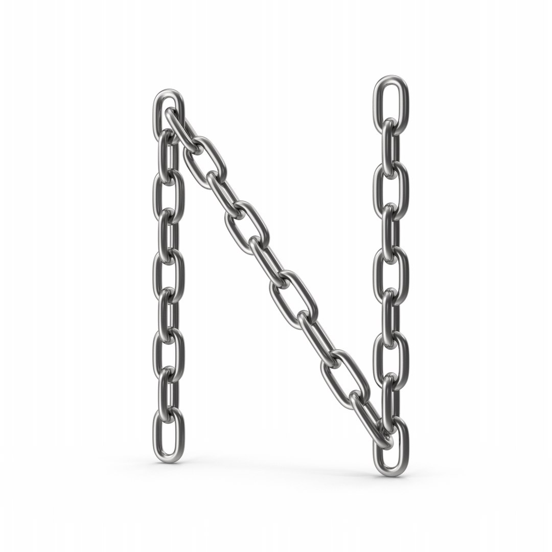 3D Silver Chain Letter N Model - TurboSquid 2024678