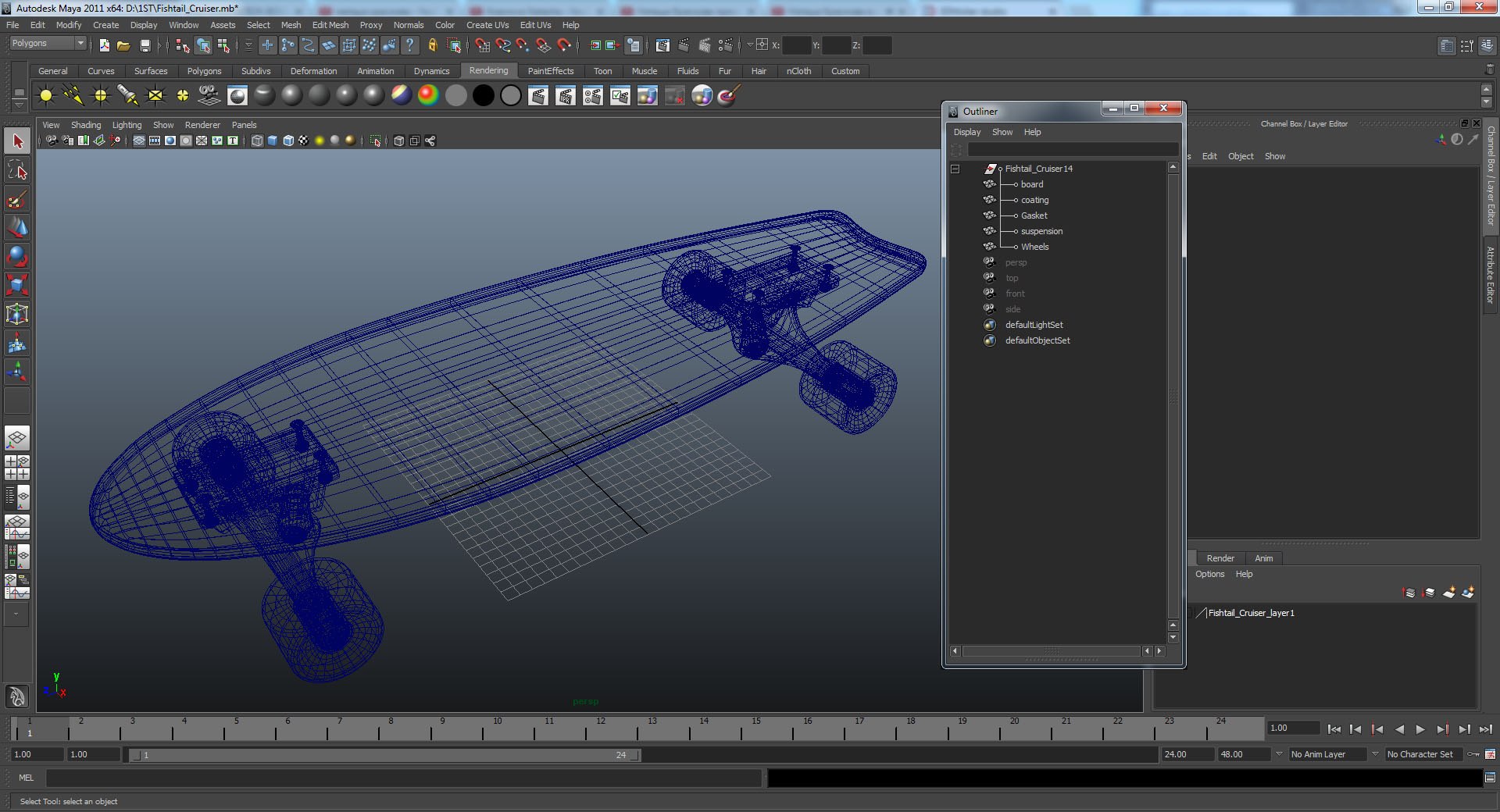 3D Fishtail Cruiser Skateboard Slackers - TurboSquid 1161781