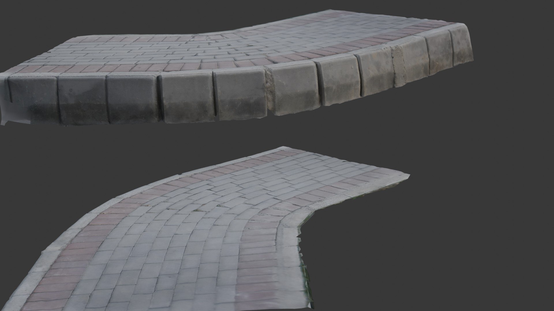 562Curved Concrete Sidewalk With Brick Pavers Model - TurboSquid 2408903
