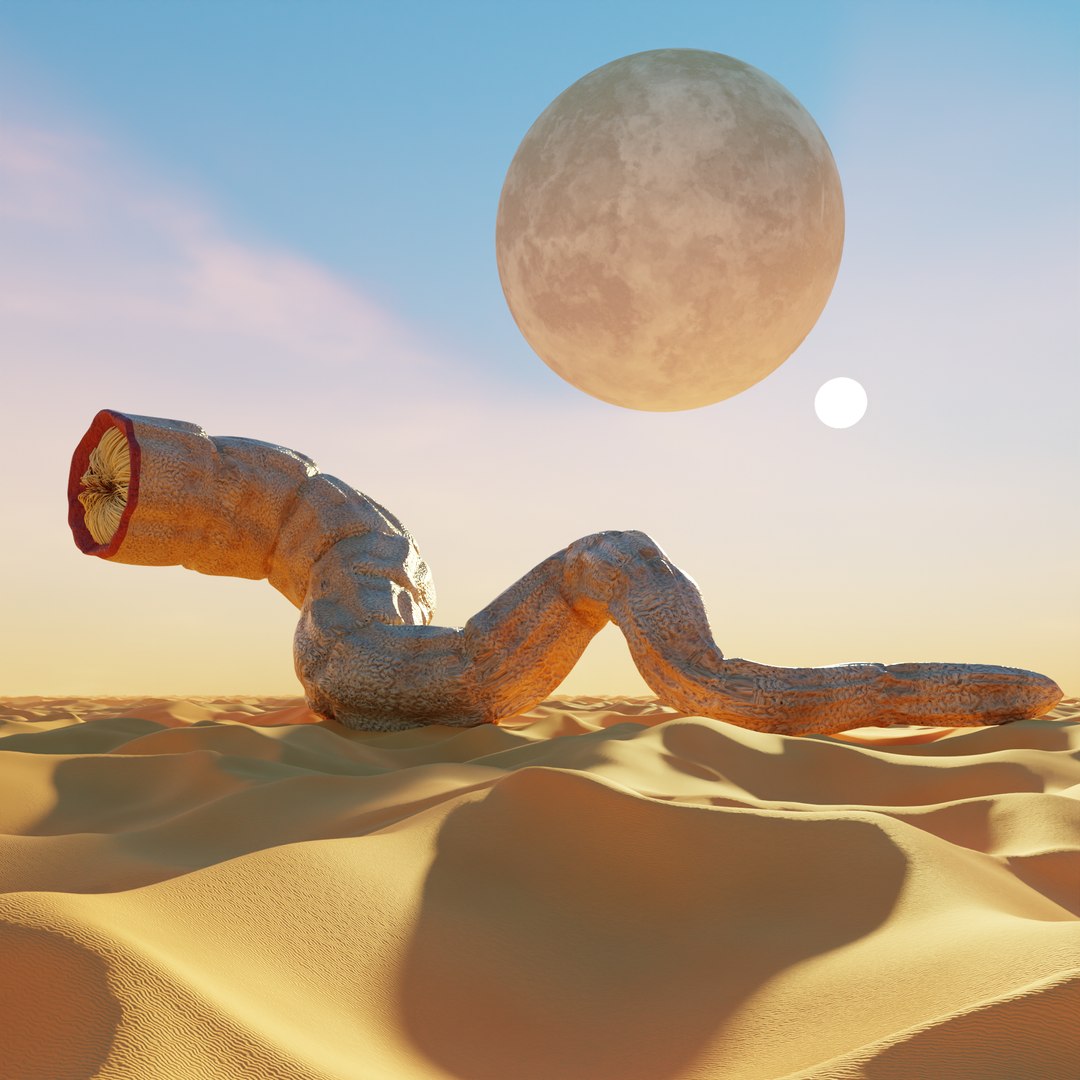 Sand Dunes Worm -Rigged Low-poly 3D - TurboSquid 2117438