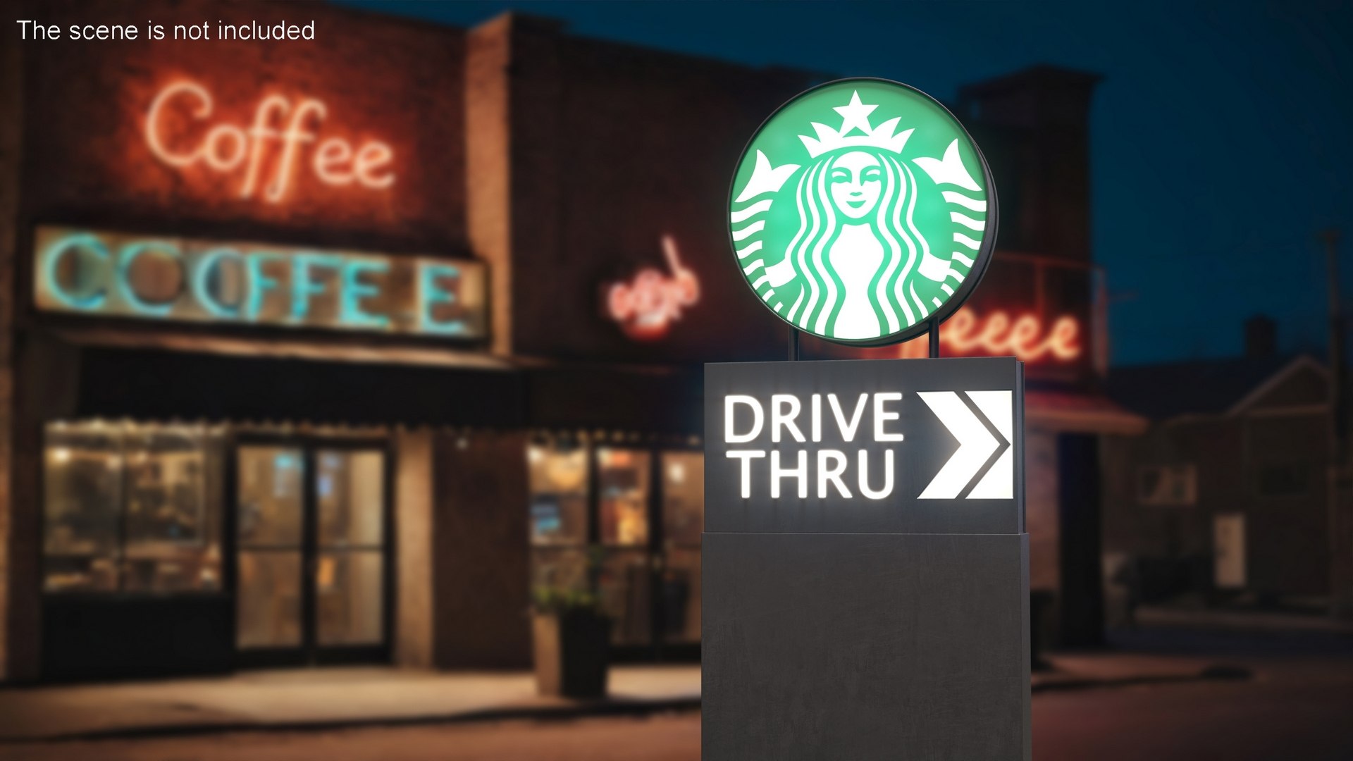 Round Starbucks Drive Thru Signage Light On 3D Model - TurboSquid 2276907
