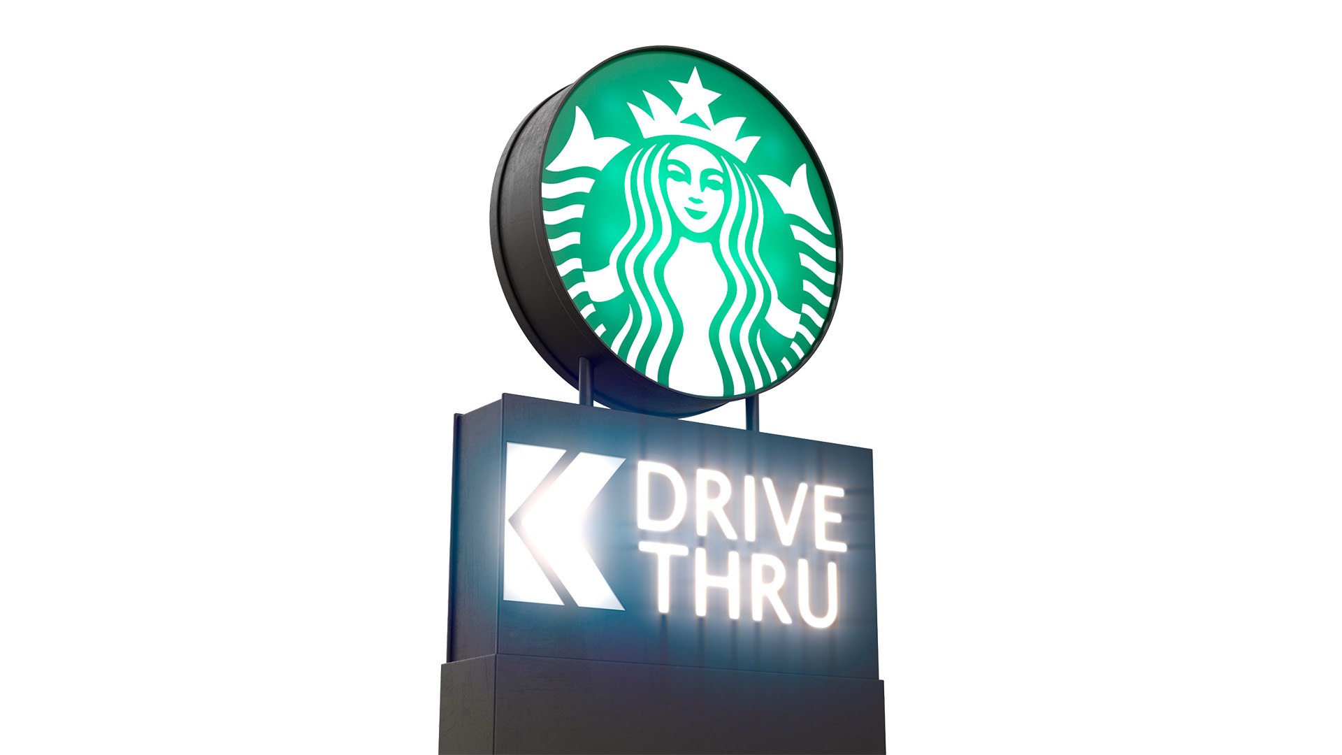 Round Starbucks Drive Thru Signage Light On 3D Model - TurboSquid 2276907
