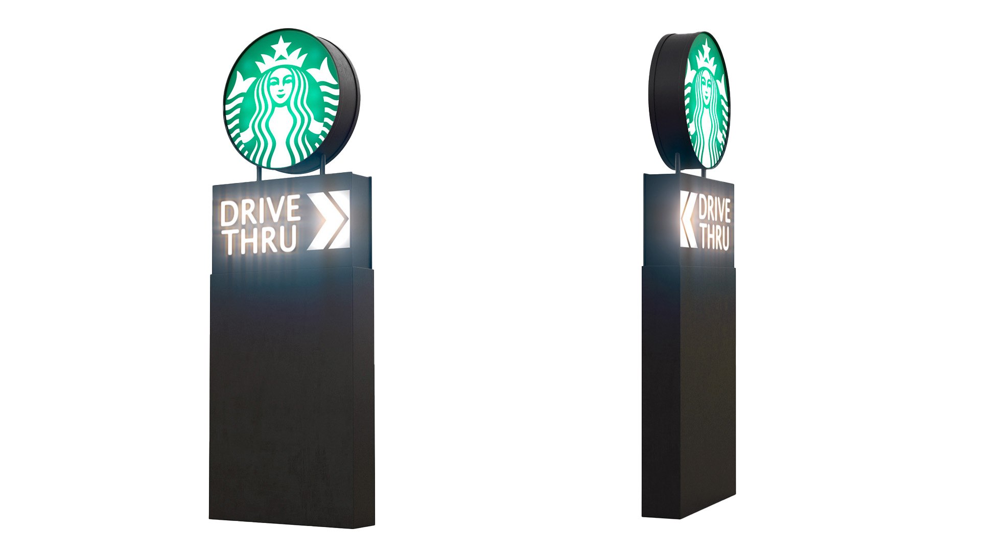 Round Starbucks Drive Thru Signage Light On 3D Model - TurboSquid 2276907